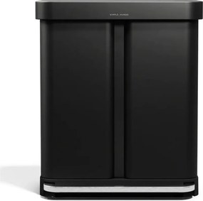 Matně černý ocelový odpadkový koš 34+24 l na tříděný odpad/nášlapný – simplehuman
