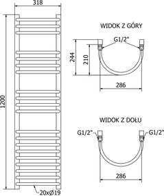 Mexen Eros, elektrické topné těleso 1200 x 318 mm, 600 W, bílá, W112-1200-318-2600-20