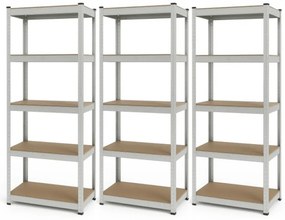 IQ Garden 3 x policový regál 180 x 60 x 40 - pozinkovaný - 5 polic 319905