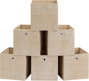 Sada 6 ks skládacích úložných boxů Teria béžová