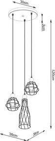 Závěsné svítidlo SOLLUX SUBA 3P černé E27 3x15W bez žárovky SL.1166