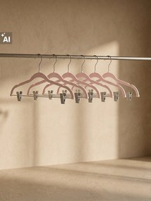 Sinsay - Ramínka na oblečení se sponami 6 pack - pastelová růžová