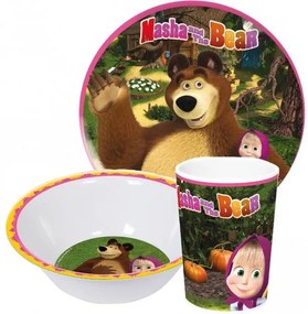Javoli Dětská jídelní sada Disney Máša a Medvěd 3-dílná