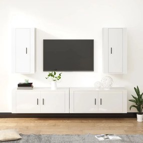4dílný set TV skříněk bílý s vysokým leskem kompozitní dřevo