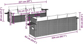 9dílná zahradní sedací souprava s poduškami černá polyratan 3252283