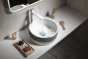 Sapho Sapho, PRIORI keramické umyvadlo, průměr 41 cm, 15 cm, barva bílá s modrou malbou, PI027