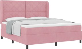 Postel s boxspringem s čelo Růžová 200 x 180 cm samet 3340999