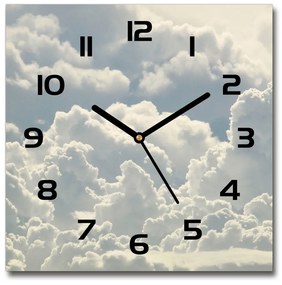 Wallmuralia Skleněné nástěnné hodiny čtverec Oblaka 30x30 cm