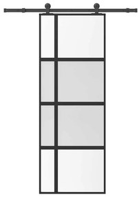 Posuvné dveře s kováním 76x205 cm tvrzeného sklo a hliník 3333031