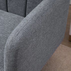 HOMCOM Rozkládací pohovka 2místná, rozkládací pohovka s funkcí spaní, polyester podobný lnu, kaučukové dřevo, šedá, 173x75x73cm| Aosom