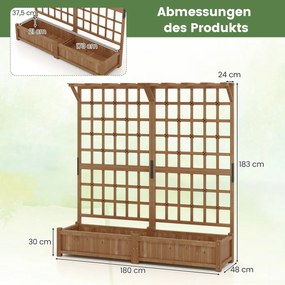 Costway Květinový truhlík s mříží a střešní truhlík z jedlového dřeva