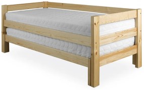 Drewmax Dřevěná postel 90x200 LK134 s přistýlkou borovice
