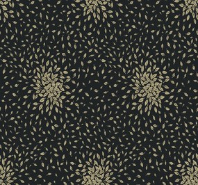 Černo-zlatá vliesová tapeta s listy, MD7102, Modern Metals, York