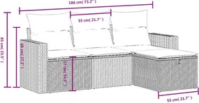 4dílná zahradní sedací souprava a podušky světle šedá polyratan 3263448
