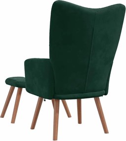 Relaxační křeslo se stoličkou tmavě zelené samet 328064