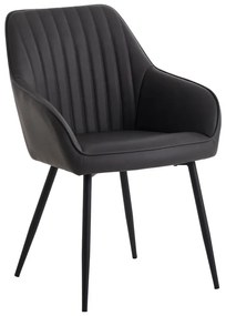 Tmavě šedá čalouněná jídelní křesla v sadě 2 ks s područkami Nolan Stripe – Unique Furniture