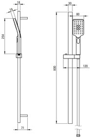 Deante ALPINIA, Sprchový set, 3-funkční, s posuvnou tyčí, chrom, DEA-NGA_052K
