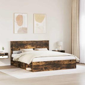 Rám postele Kouřový dub 180 x 200 cm Masivní borové dřevo 3409731