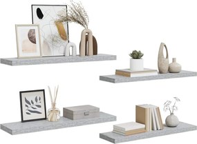 Plovoucí nástěnné police 4 ks betonově šedé 90x23,5x3,8 cm MDF 326605
