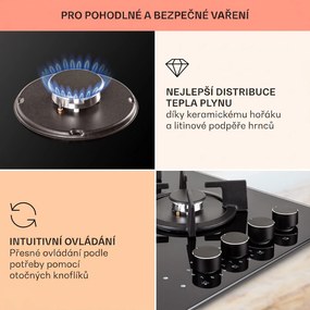Klarstein MultiChef 4, kombinovaná varná deska, plyn a sklokeramika, 4 zóny