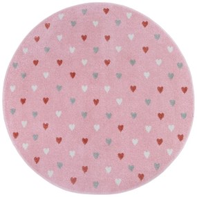 Růžový dětský koberec ø 100 cm Little Hearts – Hanse Home