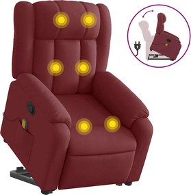 Zvedací masážní polohovací křeslo vínové textil 3205331