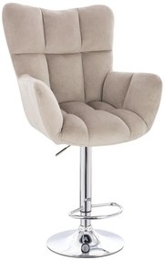 LuxuryForm DESIGN Barové křeslo AURORA VELUR na stříbrné kulaté podstavě - latte