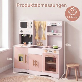 Costway Dětská kuchyňka s příslušenstvím na vaření Dřevěná – 92 × 35 × 90 cm