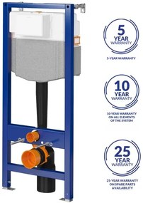 Cersanit Moduo, System50 MECH podomítkový rám + závěsná wc mísa Moduo Plus CleanOn + černé tlačítko MOVI II, S701-766