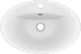 Luxusní umyvadlo přepad oválné matné bílé 58,5 x 39 cm keramika 146932