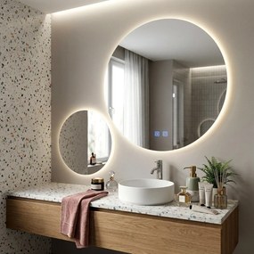 Rea Zrcadlo ⌀80 a ⌀40 cm s vyhříváním a regulovatelným LED osvětlením HOM-08531