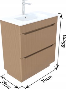 Ryflovaná umyvadlová skříňka 70 Kaszmir 2 zásuvky Omeble.