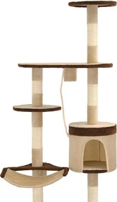 Nástěnné škrabadlo pro kočky sisalové sloupky 194cm béžovohnědé 170589