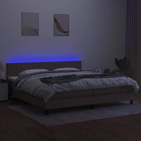 Box spring postel s matrací a LED taupe 200x200 cm textil 3133025