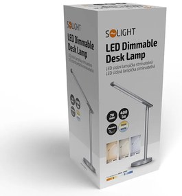 Solight LED stolní lampička, 7W, stmívatelná, změna chromatičnosti, stříbrná barva