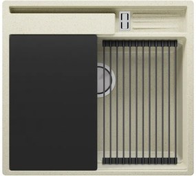Primagran Kuchyňský dřez granitový jednokomorový bez odkapávače a prostoru pro příslušenství a desku Oslo 60 Pocket Multilevel + Dárek