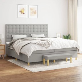 Box spring postel s matrací světle šedá 200 x 200 cm textil 3137501