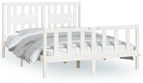 vidaXL Rám postele s čelem bílý masivní borové dřevo 120 x 200 cm