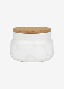 Marimekko Porcelánová dóza Oiva Unikko s korkovým víčkem 700ml bílá