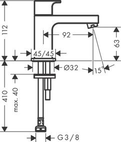 Hansgrohe Vernis Shape, stojánkový ventil 70 pro studenou vodu bez odtokové soupravy, chromová, HAN-71592000