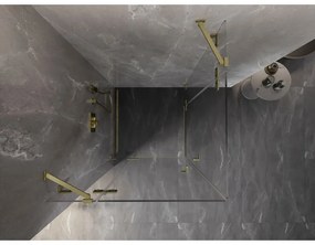 Mexen Lunar Duo, výklopný sprchový kout 105 x 105 cm, 8mm čiré sklo, zlatý matný profil, 834-105L-105P-55-00