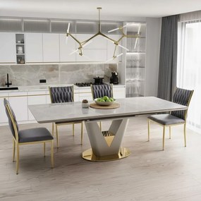 Jídelní stůl Beckett, šedá / zlatá