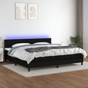 Box spring postel s matrací a LED černá 200x200 cm textil 3133343