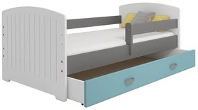 ImportWorld Dětská postel Magdaléna 80x160 B5, bílá/šedá/modrá + rošt a matrace