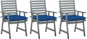 vidaXL Zahradní jídelní židle s poduškami 3 ks masivní akáciové dřevo [3064442] Barva: Jasně zelená