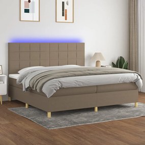 Box spring postel s matrací a LED taupe 200x200 cm textil