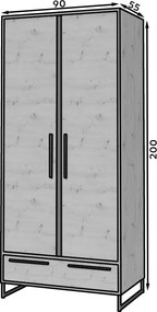 ADRK Furniture Dvoudveřová skříň ARIA WA-ARI-90-A_B
