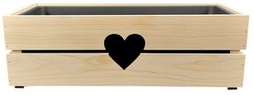AMADEA Dřevěný obal s truhlíkem se srdcem, 52x21,5x17cm Český výrobek