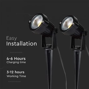 SADA 2x LED Venkovní solární lampa 2xLED/1,2W/3,7V IP65 3000K 4000 mAh