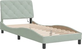 Rám postele s LED bez matrace světle šedý 90 x 190 cm samet 3213825